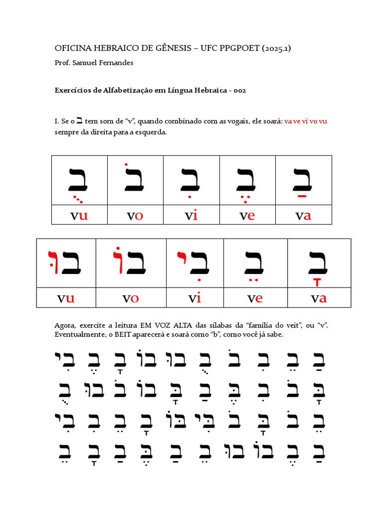 Oficina de Hebraico: Gênesis 2 | PDF