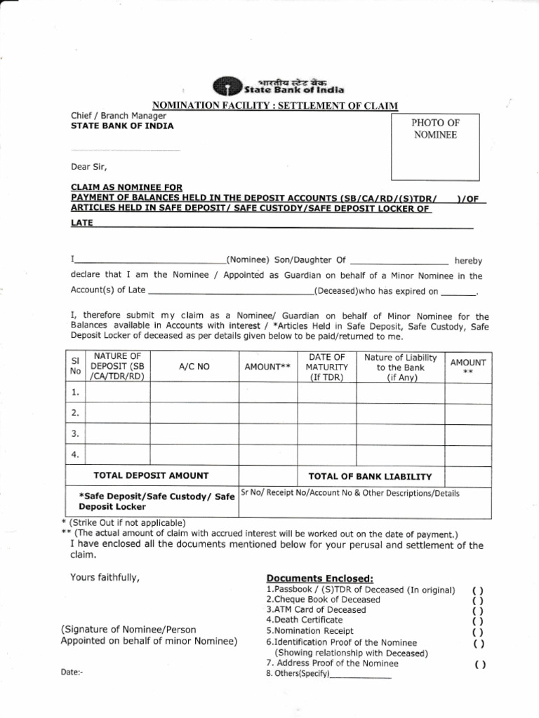 Nomination Death Claim Form | PDF | Personal Finance | Financial Services