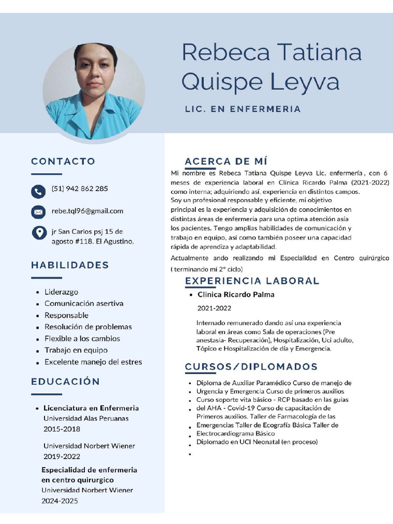 CV Rebeca Quispe Leyva | PDF