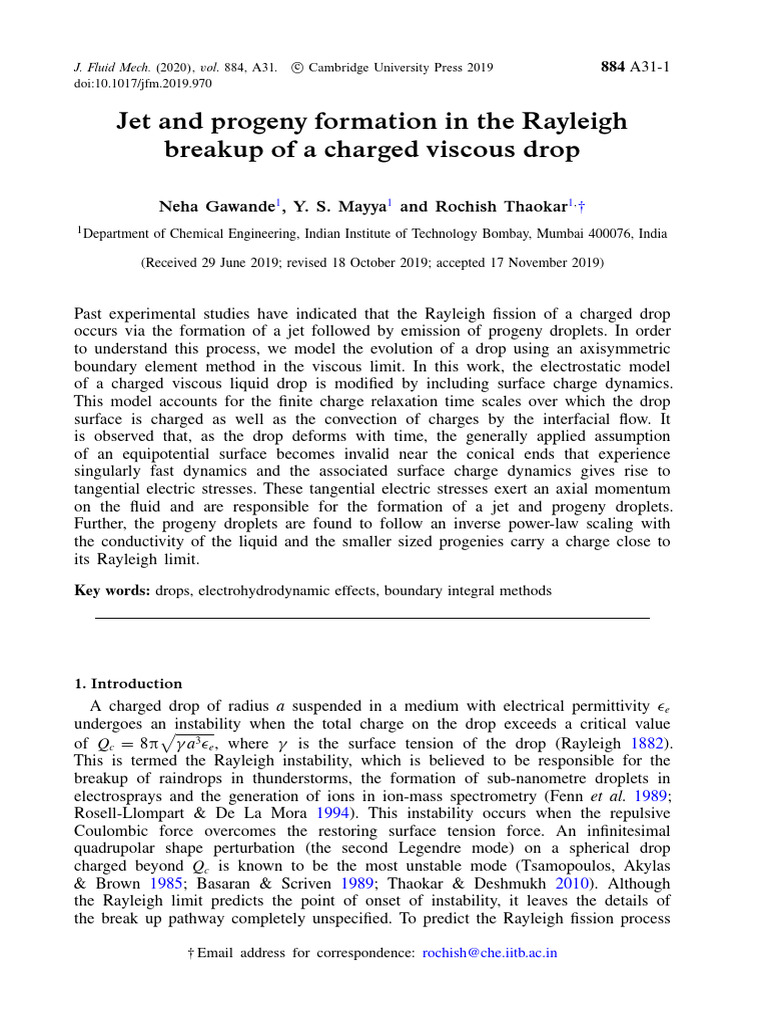 Jet and Progeny Formation in The Rayleigh Breakup of A Charged Viscous ...