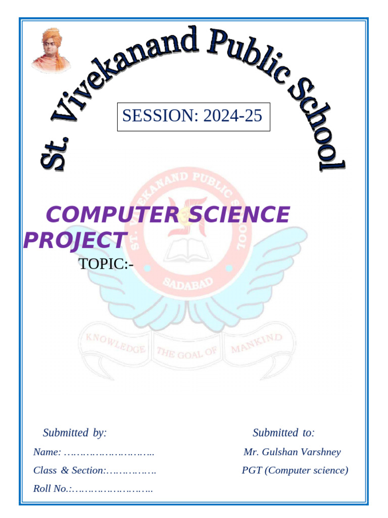 computer science front page for project file (1) | PDF
