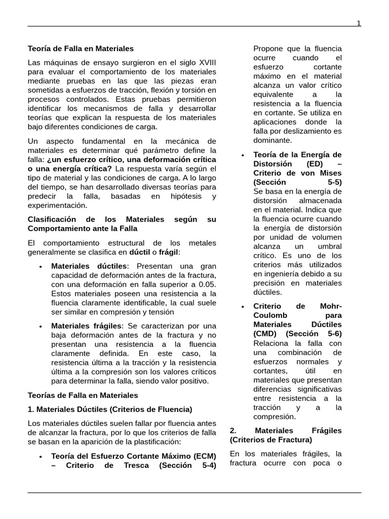 Teoría de Falla en Materiales: Análisis y Tipos | PDF | Mecánica de ...