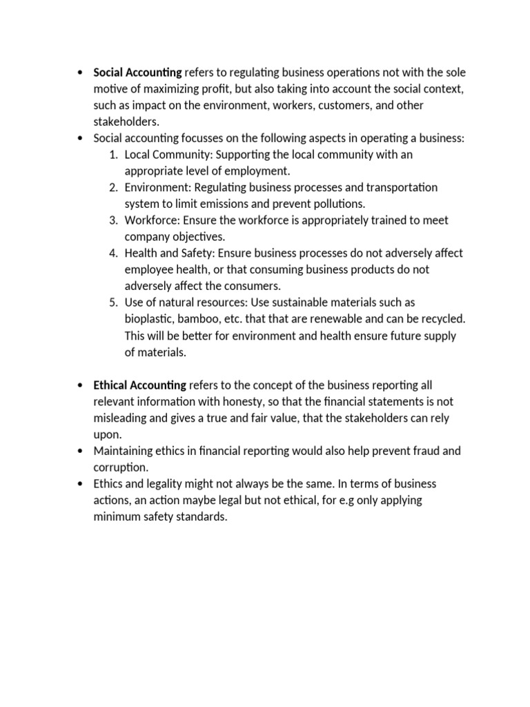 Notes On Social and Ethical Accounting | PDF