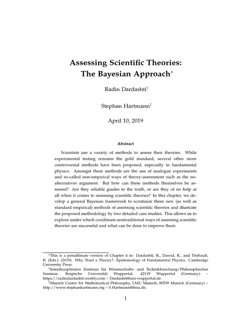 Assessing Scientific Theories The Bayesian Approach | PDF | Falsifiability | Scientific Method