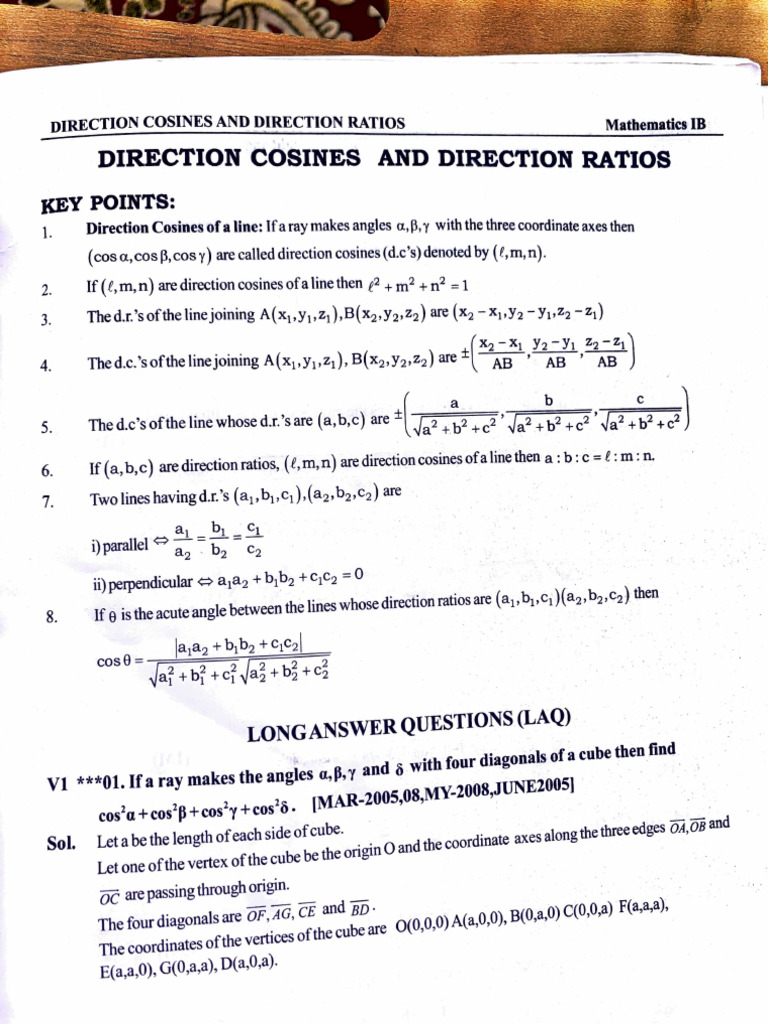 Direction Cosines & Ratios Guide | PDF | Elementary Geometry | Triangle ...