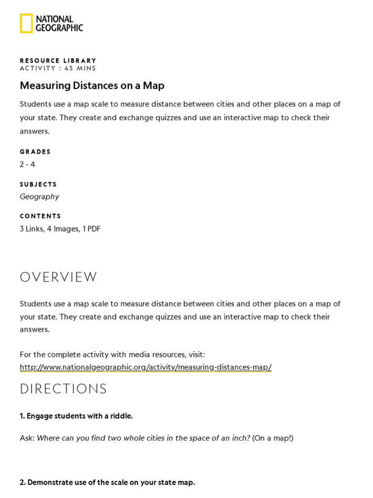 Measuring Distances Map 1 | PDF | Map | Geography