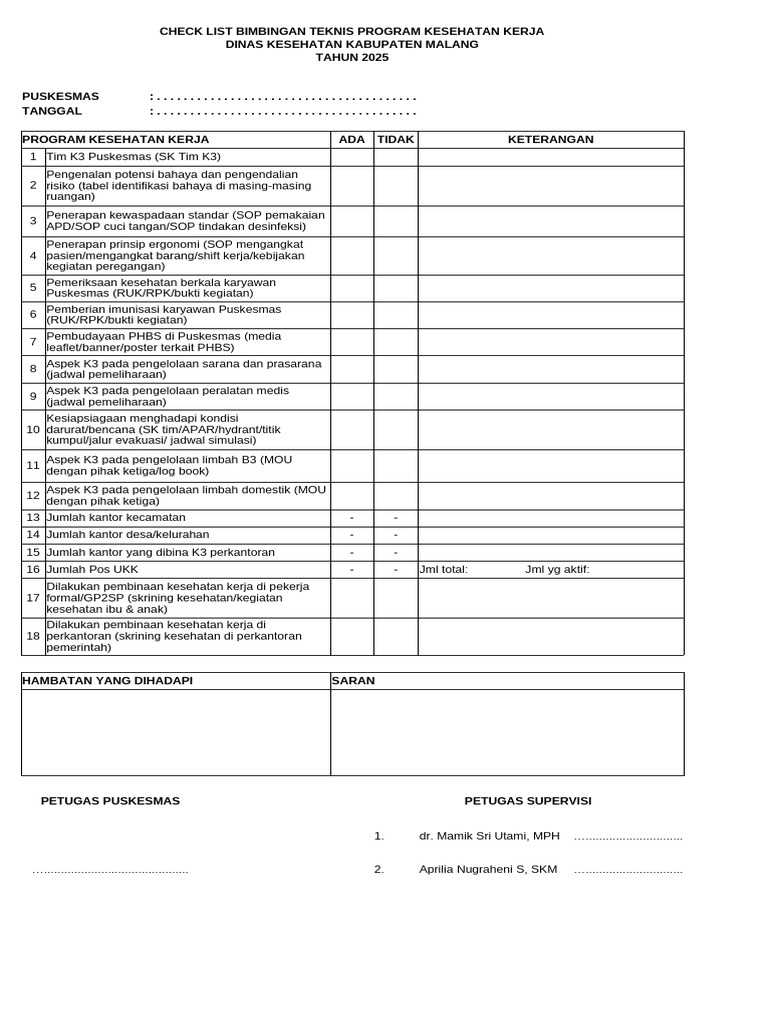 Checklist Bimtek | PDF