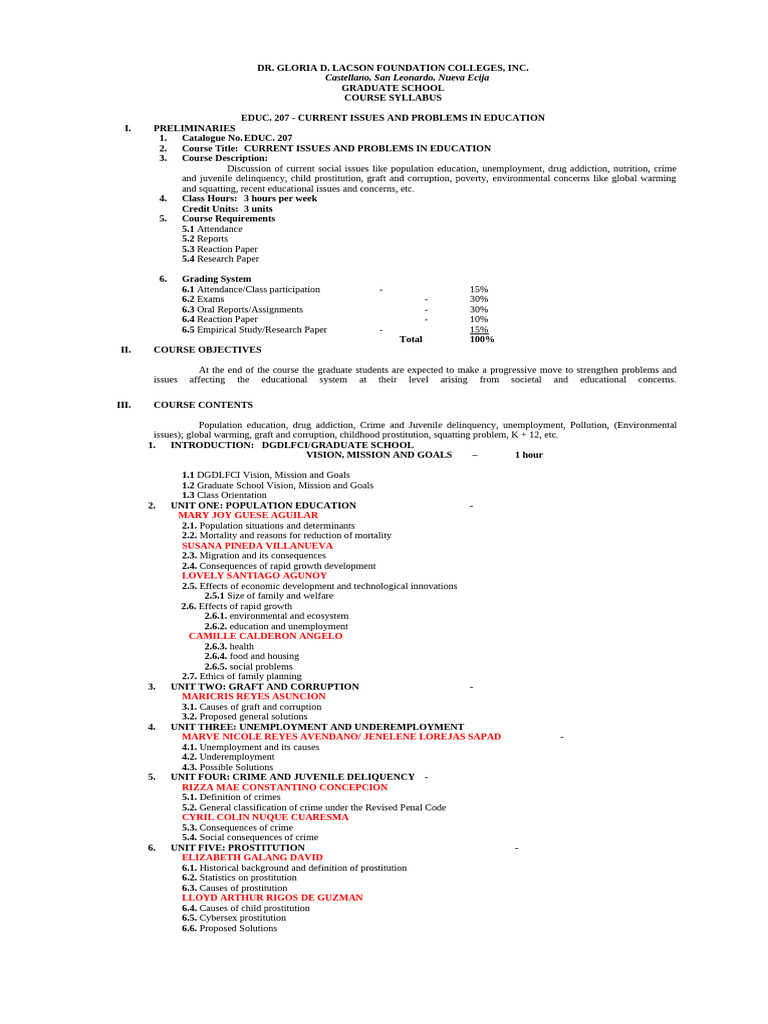 Educ. 207 Current Issues | PDF