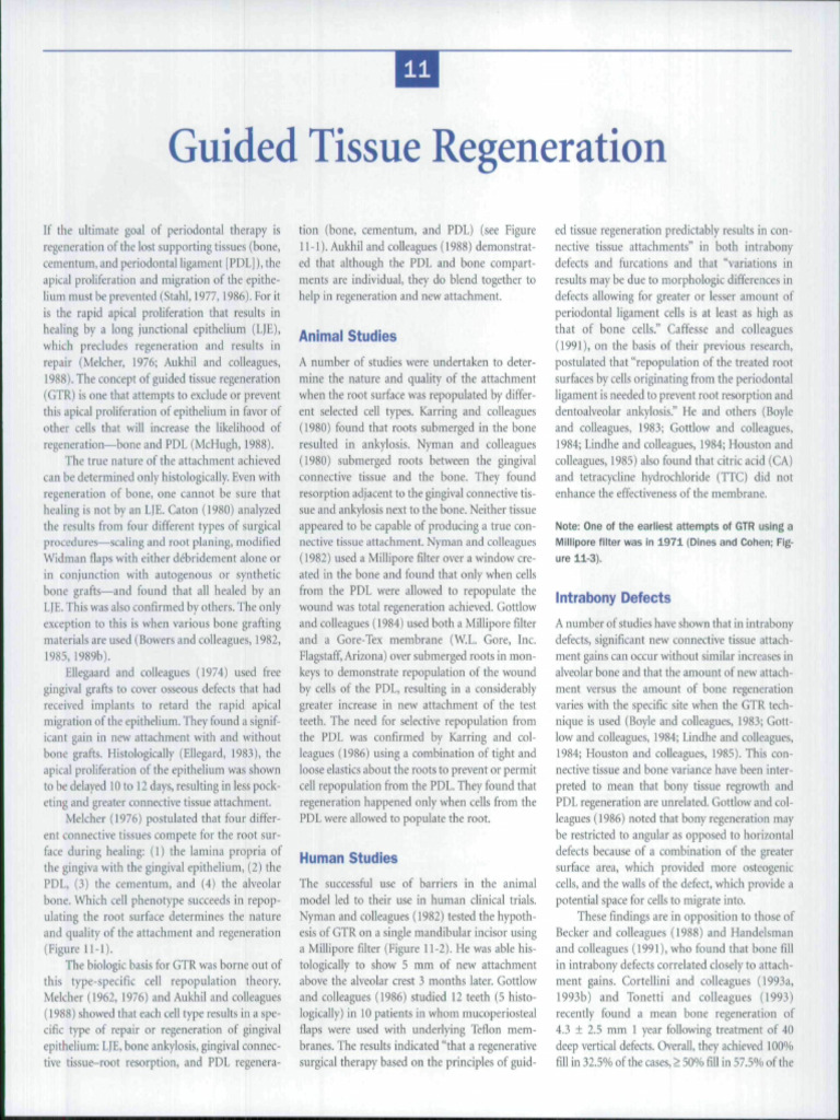 Guided Tissue Regeneration | PDF | Periodontology | Dentistry Branches