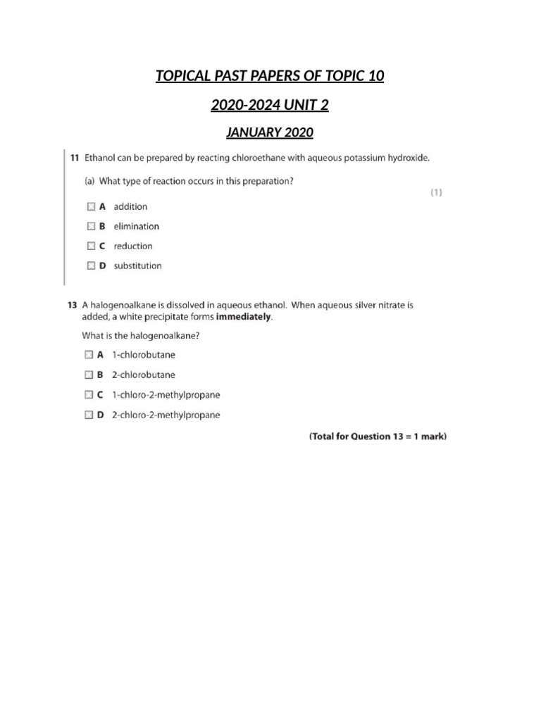 Topical Past Papers of Topic 10 | PDF