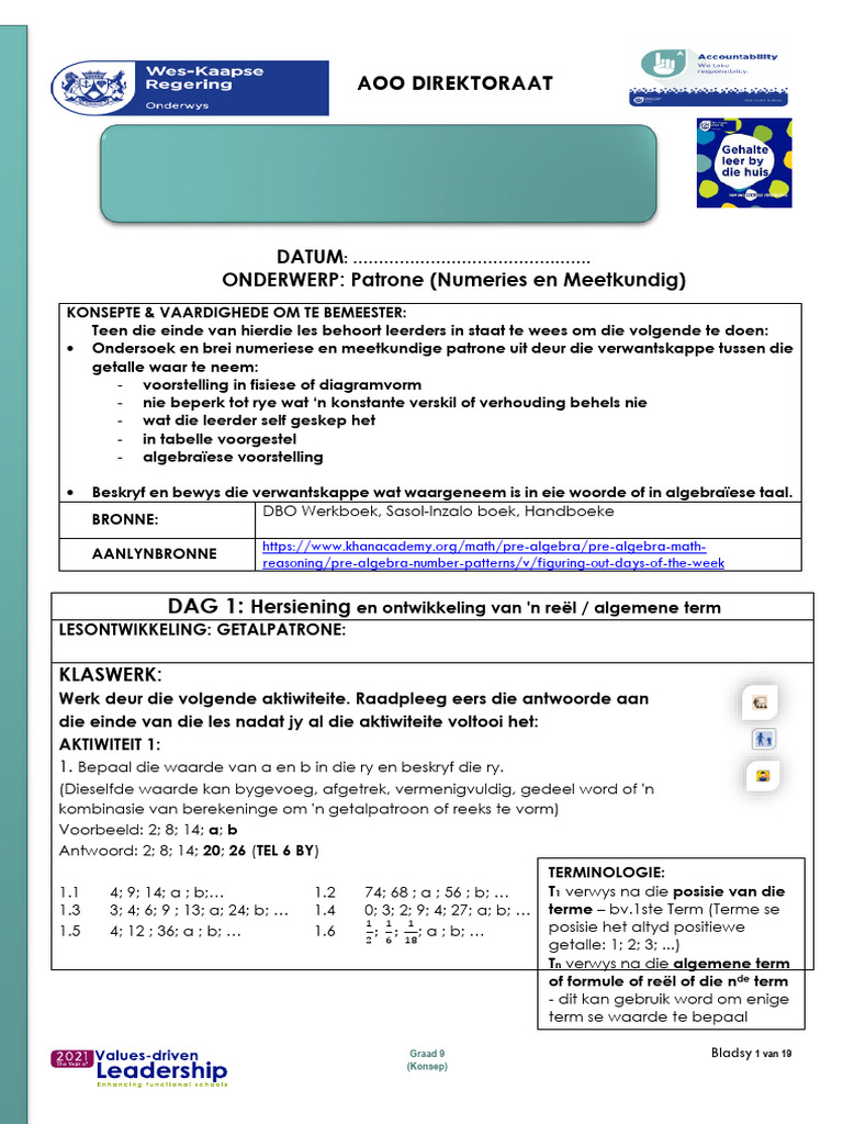 Wiskunde Gr.9 | PDF