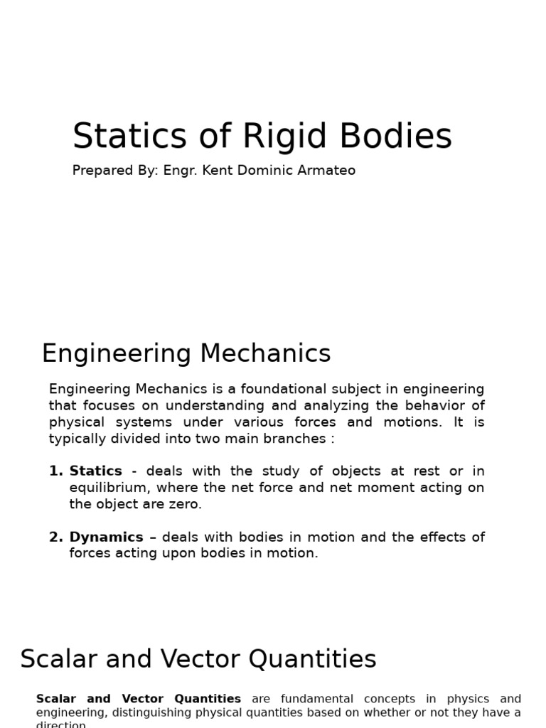 Static of Rigid Bodies | PDF | Force | Rotation