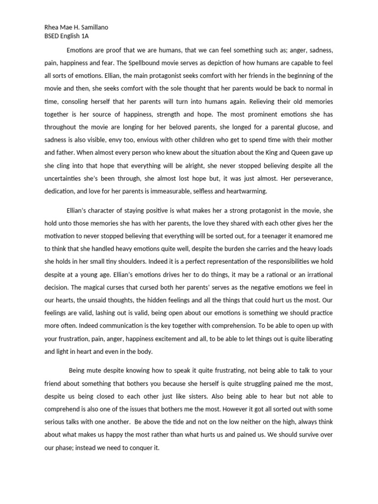 GEC 1 Movie Analysis 1 | PDF | Feeling | Emotions