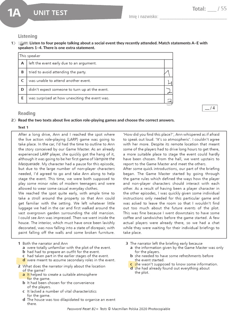 Password Reset B2 Plus UT U-1A | PDF | Role Playing Games | Linguistics