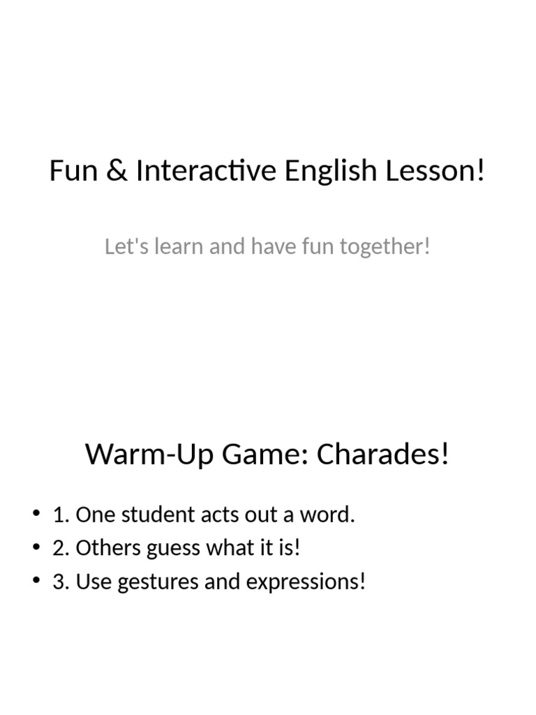 Interactive English Learning Activities | PDF