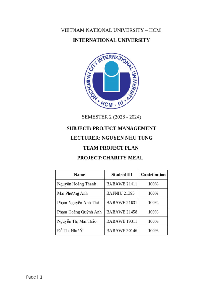Charity Meal Project - Final Report | PDF | Risk | Food Safety