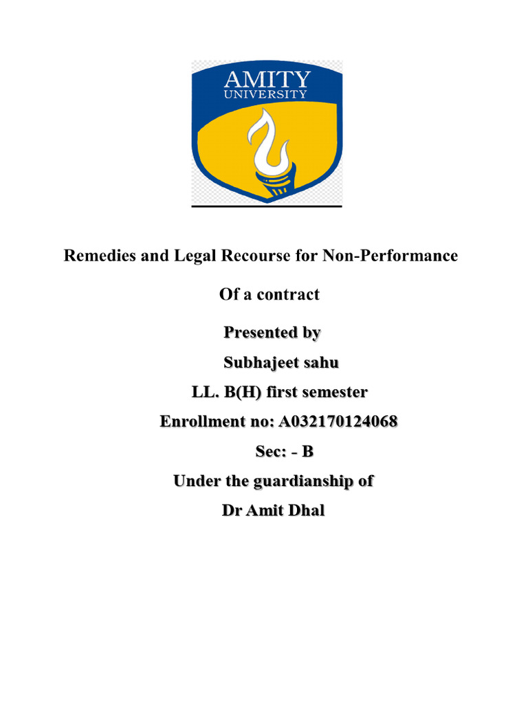 Remedies and Legal Recourse For Non Cover Page | PDF