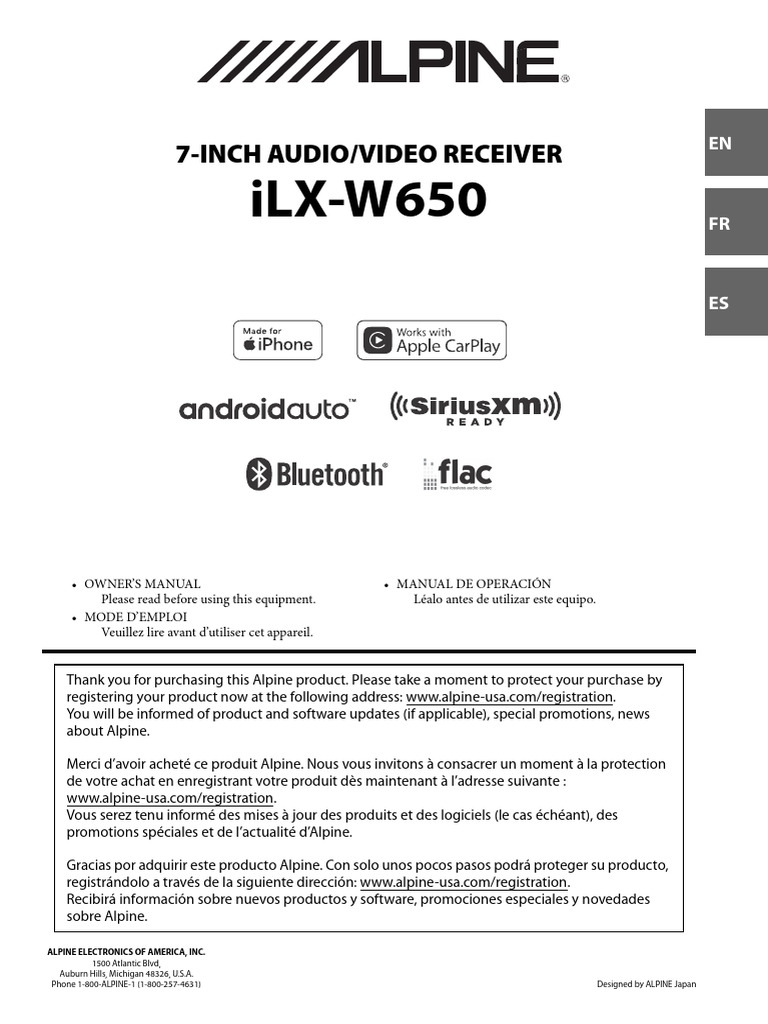 Alpine iLX-W650 Installation Manual | PDF | Electrical Wiring | Smartphone