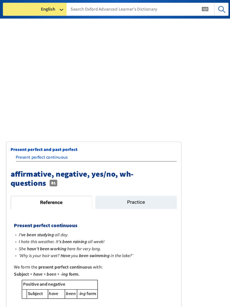Affirmative, Negative, Yes/no, Wh-Questions: Search Oxford Advanced ...
