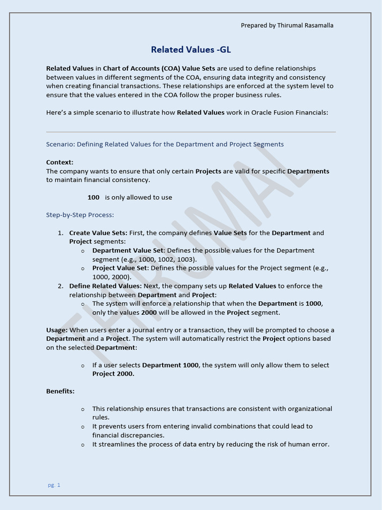 Related Values in Chart of Accounts (COA) Value Sets | PDF | Software ...