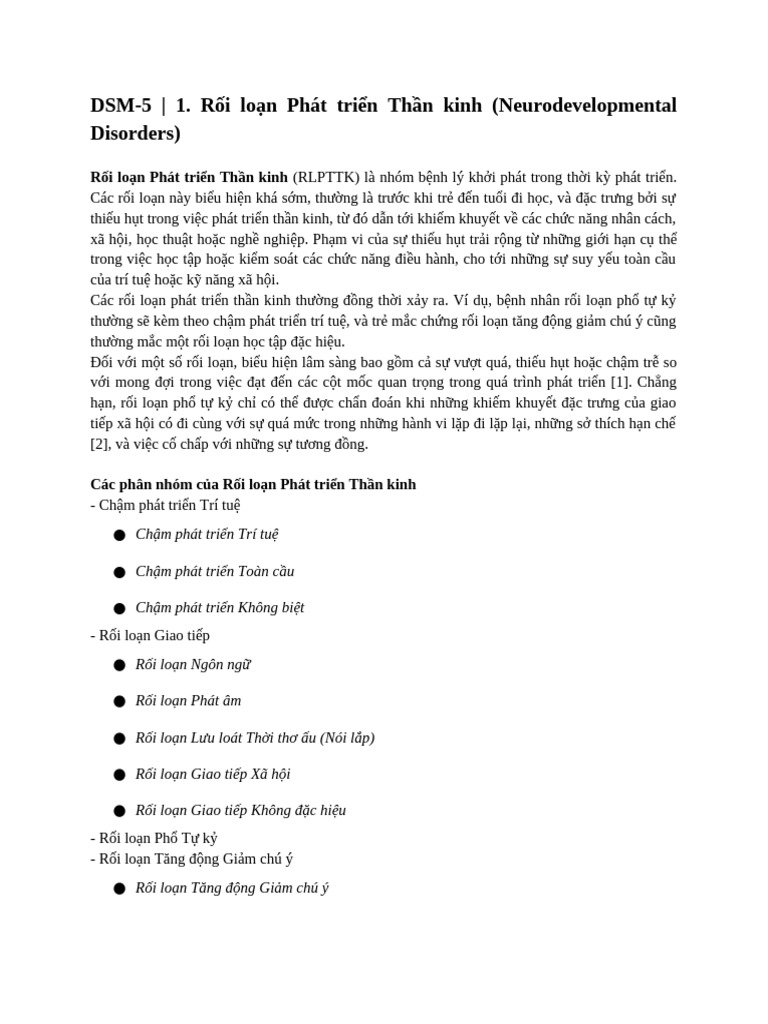 DSM 5 - 1 Neurodevelopmental (Bản dịch tiếng Việt) | PDF