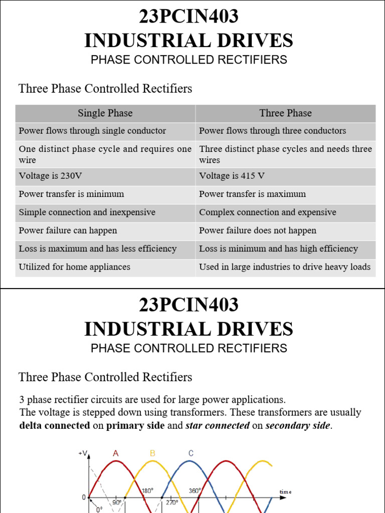 Three Phase Controlled Rectifiers Overview | PDF | Rectifier | Transformer