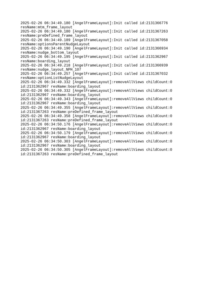 AngelFrameLayout Initialization Logs | PDF