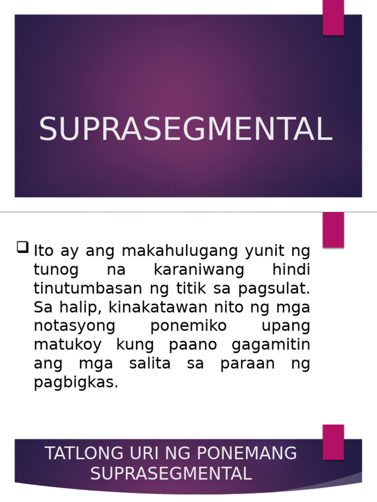 Aralin 15 Suprasegmental 2 | PDF