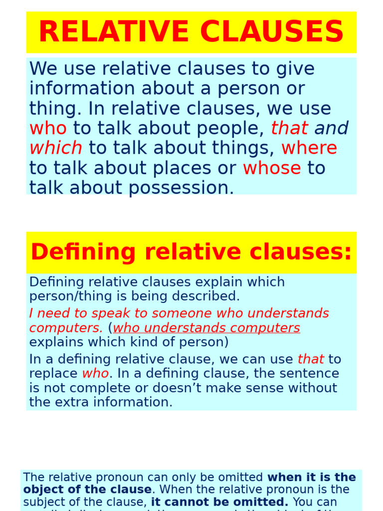 Understanding Relative Clauses Explained | PDF