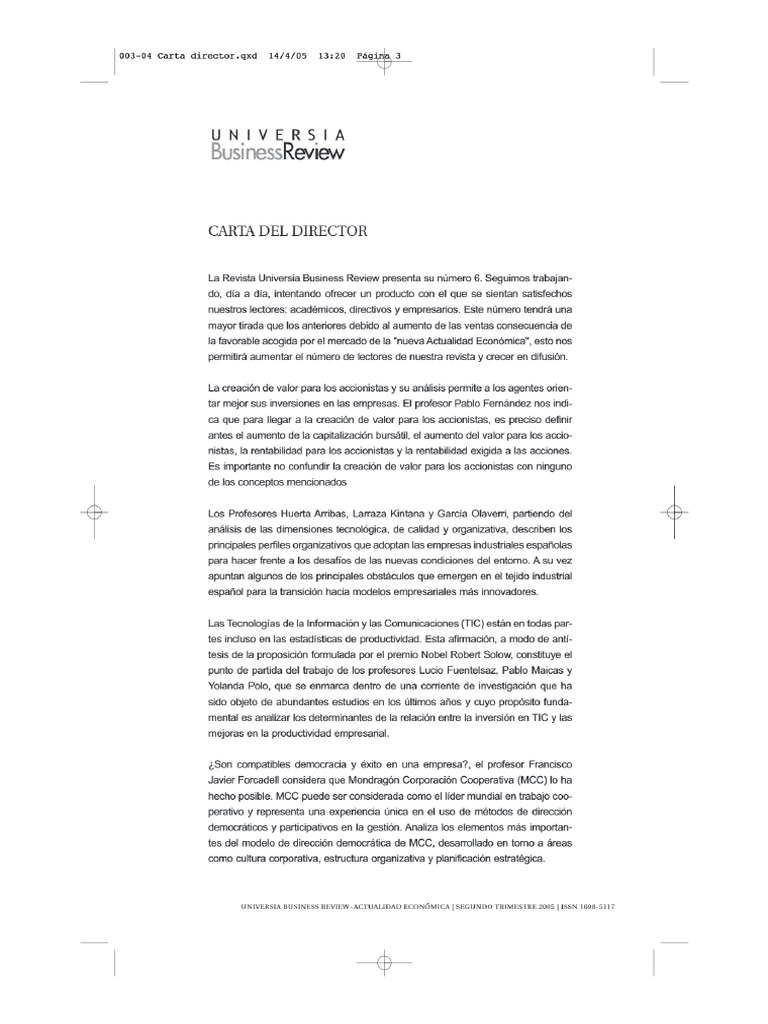 Carta Del Director | PDF