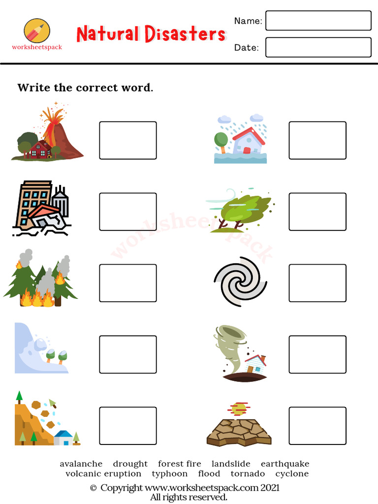 Natural Disasters Vocabulary Words With Pictures | PDF
