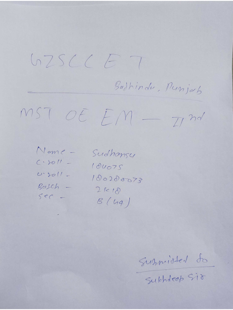 Sudhansu 180280073 EM MST 2nd | PDF