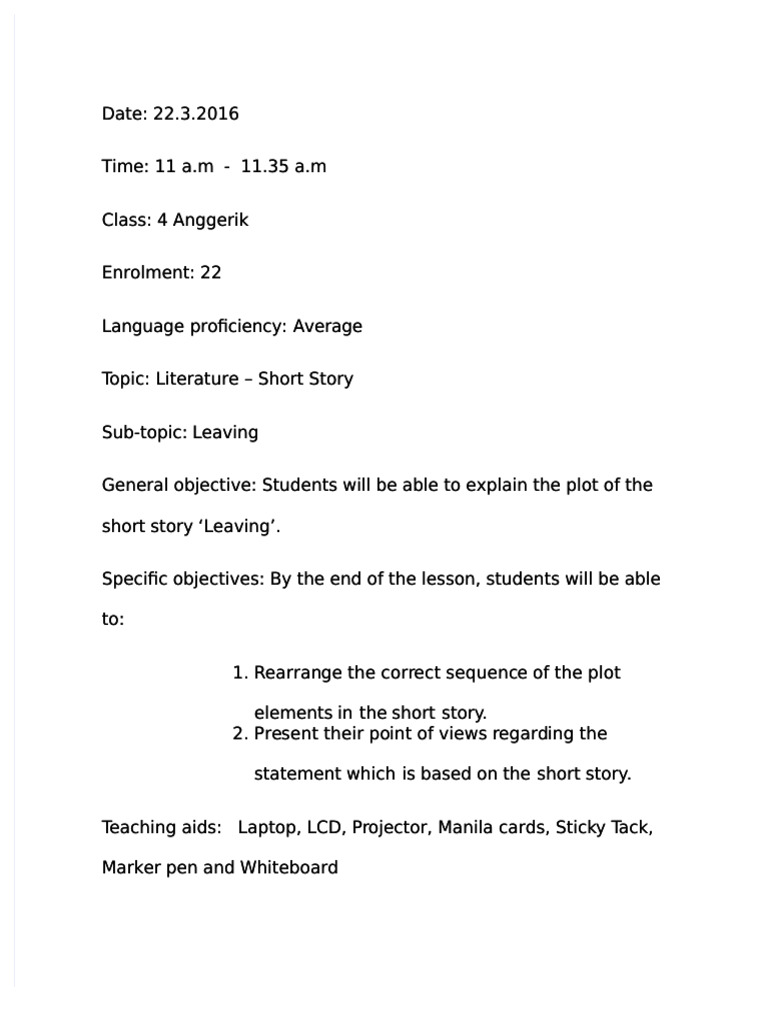 Lesson Plan Leaving | PDF