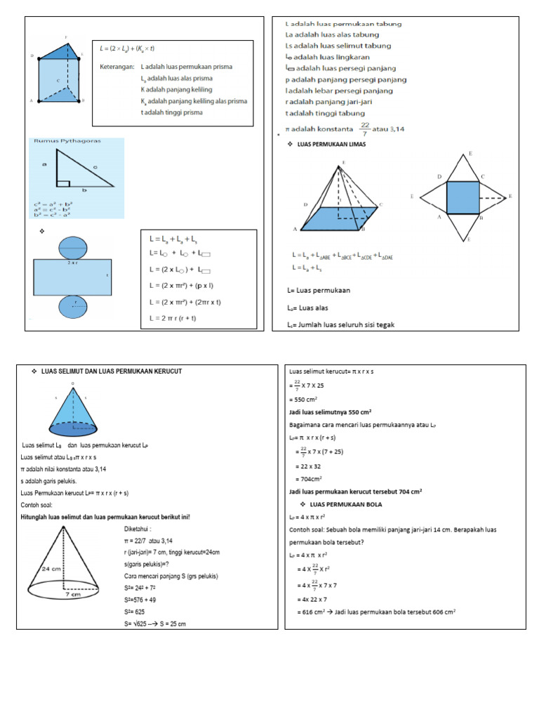 Catt Mat Luas Permukaan Bangun Ruang | PDF