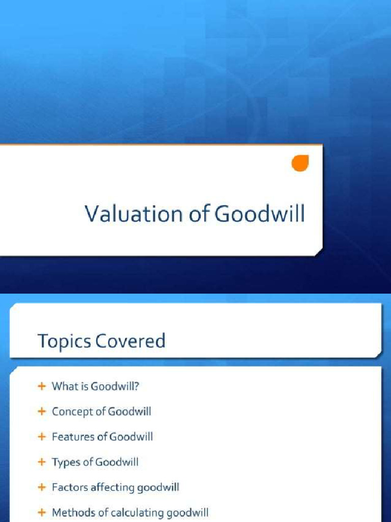 Valuation of Goodwill | PDF