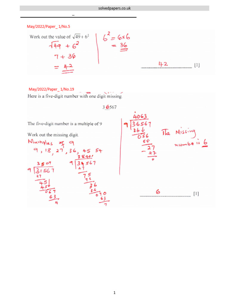 2022 - 17 Integers Powers and Roots Numbers Checkpoint - Sec - 1 Mathematics - Solved | PDF ...