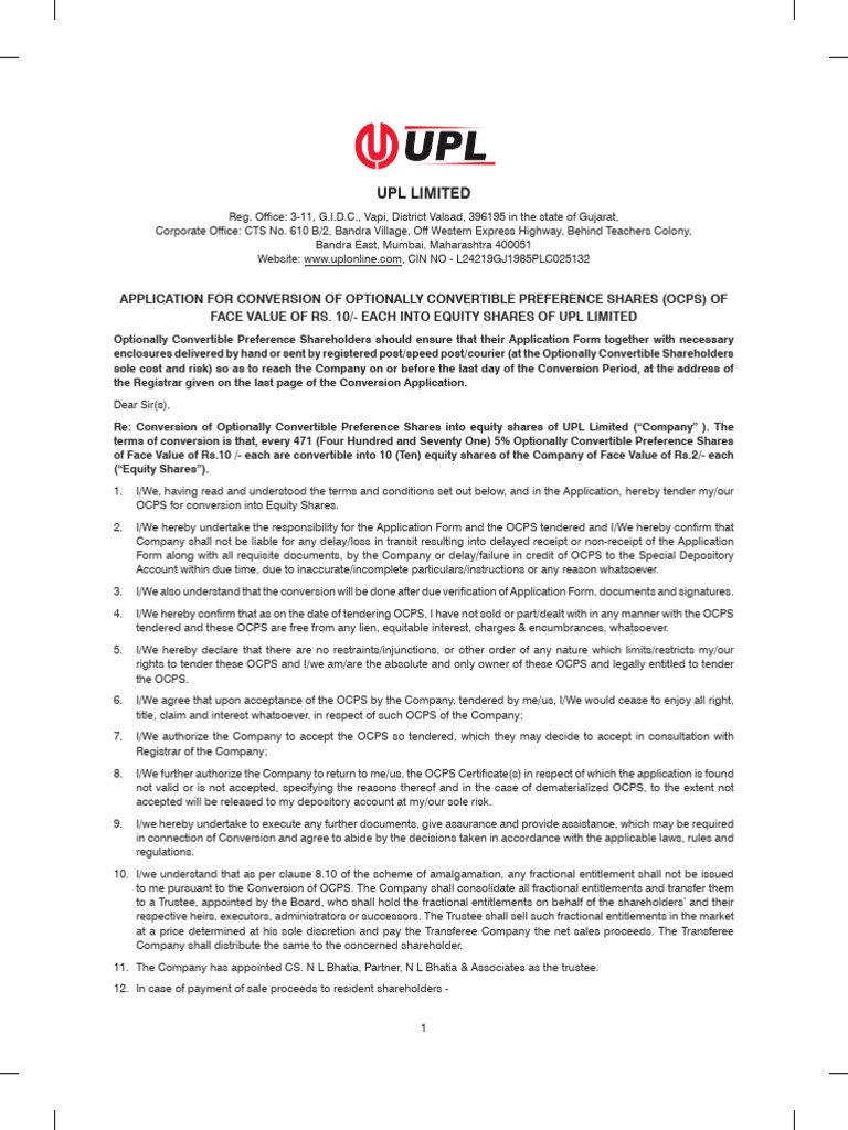 UPL Conversion Form OCPS | PDF | Identity Document | Private Law