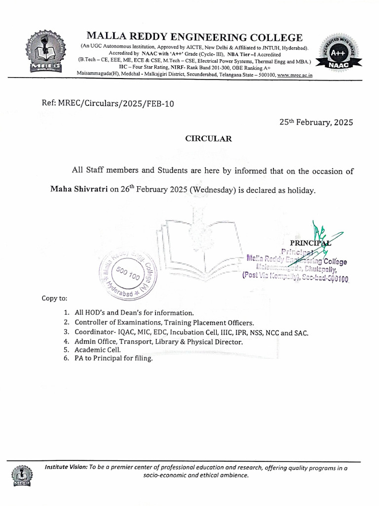 Holiday Circular | PDF