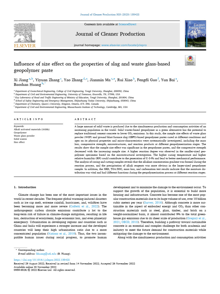 Size Effect on Geopolymer Properties | PDF | Cement | Concrete