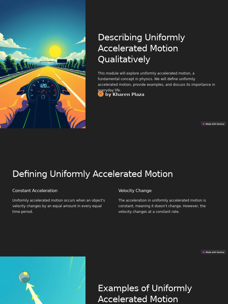 Describing Uniformly Accelerated Motion Qualitatively | PDF ...