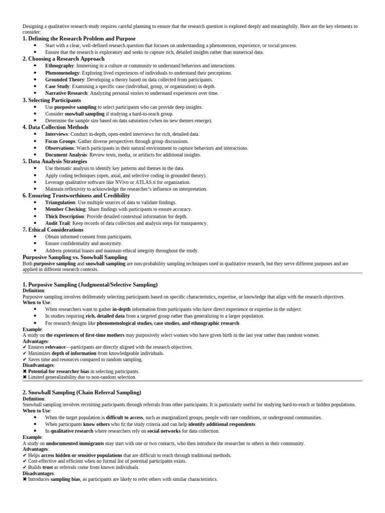 Qualitative Research Study Design Guide | PDF | Qualitative Research ...