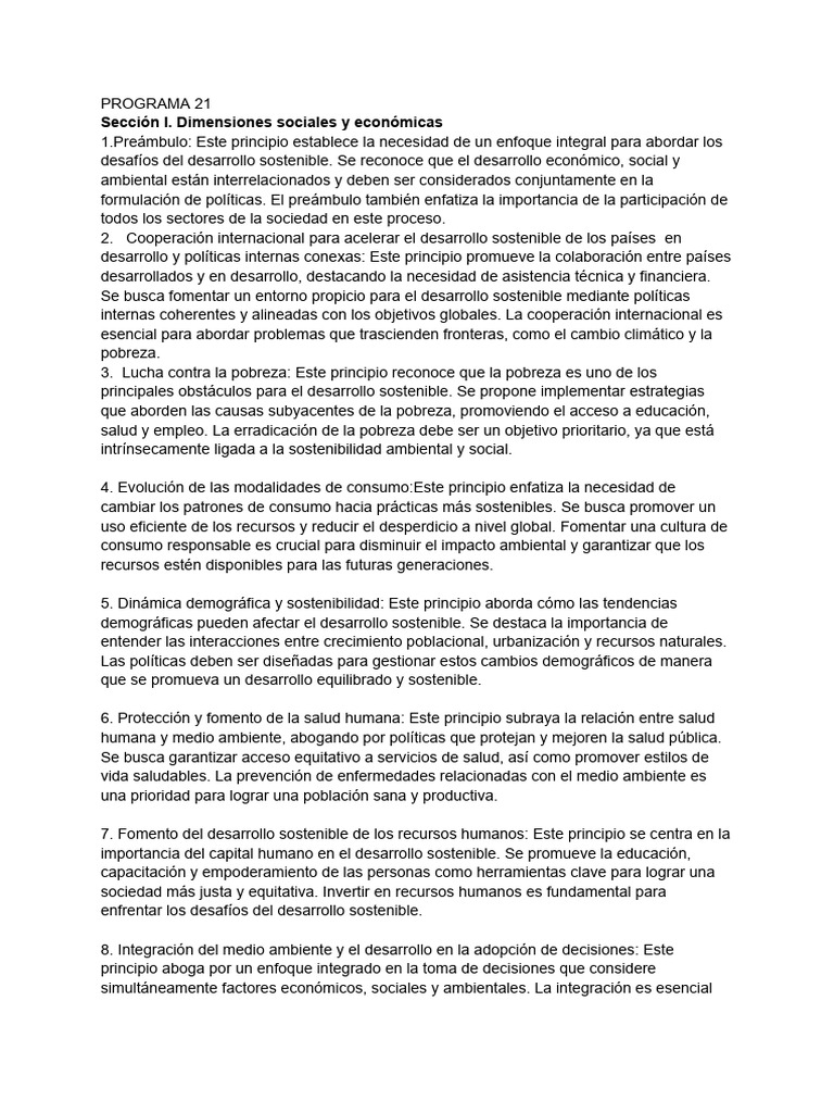 Agenda 21 | PDF | Sustentabilidad | Desarrollo sostenible