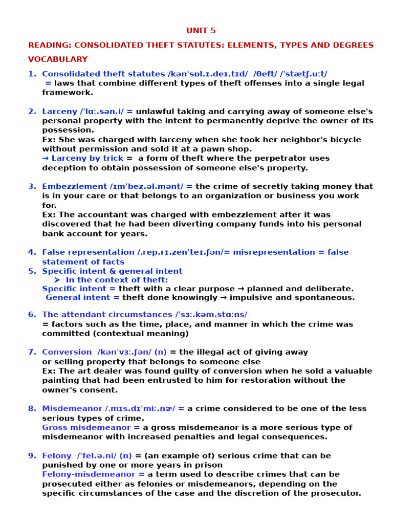 Understanding Consolidated Theft Laws | PDF