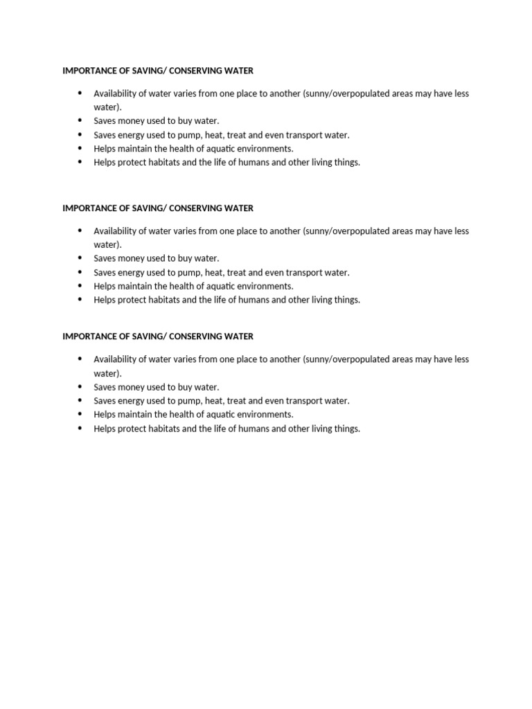 Importance of Saving Water | PDF