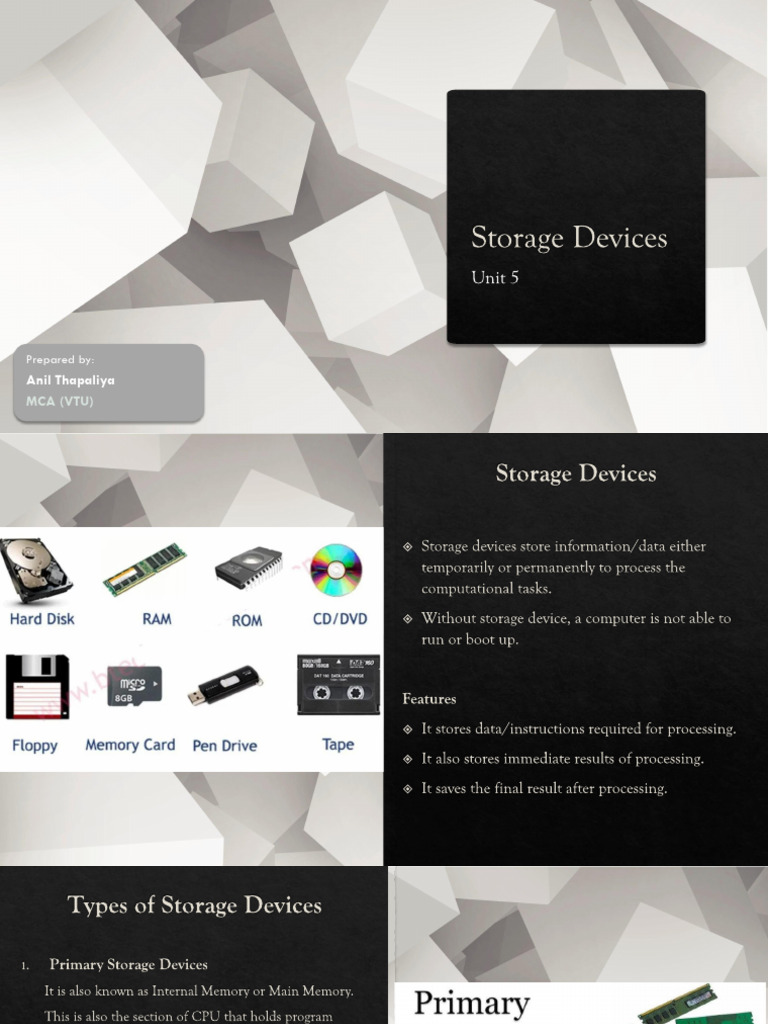 Unit 5 - Storage Devices-1 | PDF | Computer Data Storage | Cpu Cache