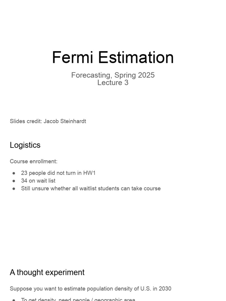 [Sp25] Lecture 3_ Fermi Estimation | PDF