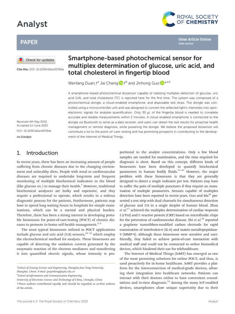 Smartphone-Based Photochemical Sensor For Multiplex Determination of ...