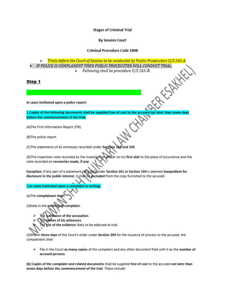 Court of Session Trial 265-A To - N CRPC 1898 | PDF | Complaint | Prosecutor