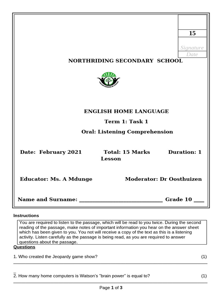 Listening Comprehension | PDF | Learning | Human Communication