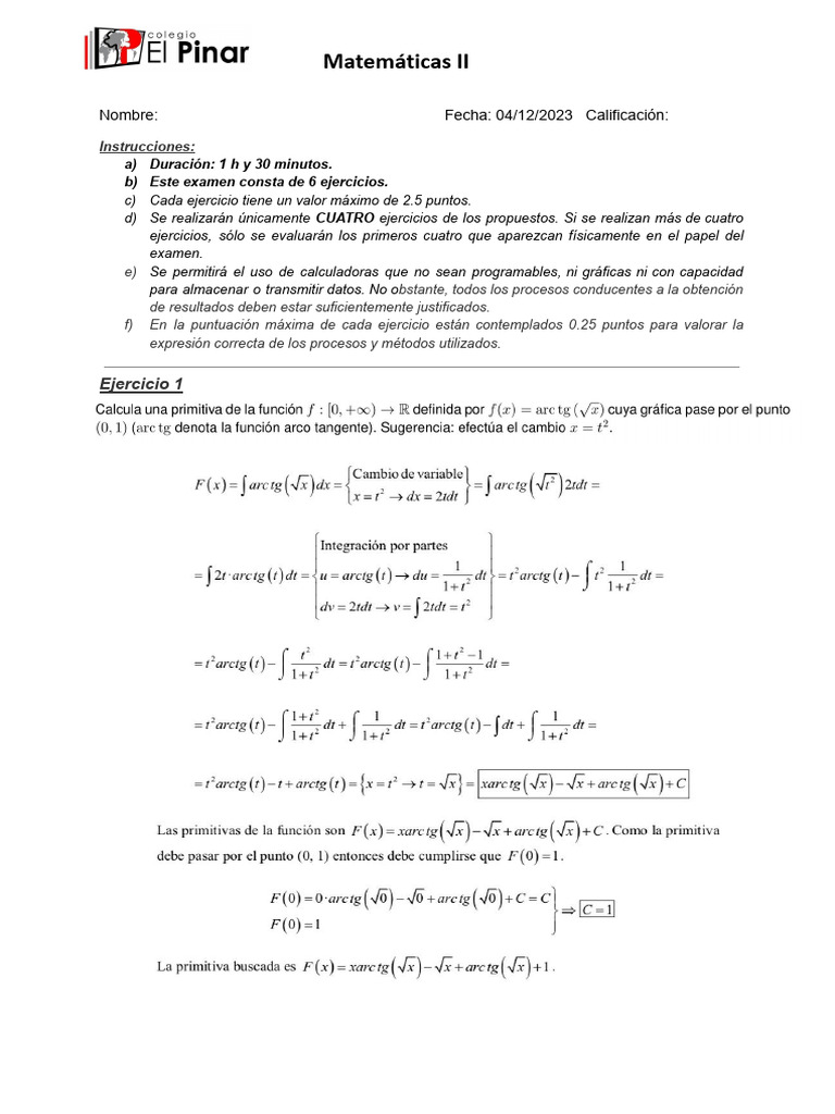 Trimestral Matemáticas II | PDF